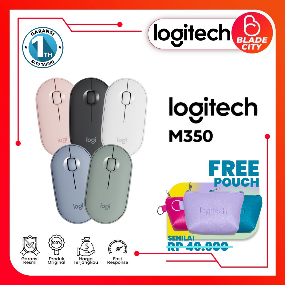 Jual Logitech Wireless Mouse M350 Pebble Original Garansi 1 Tahun ...