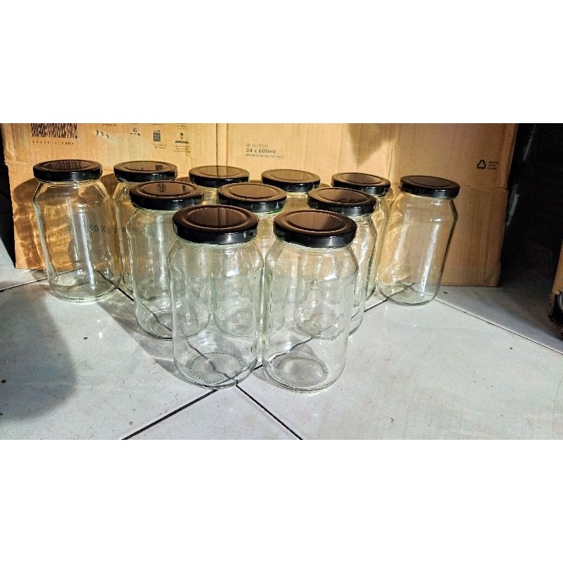 Jual TOPLES KACA 500ML POLOS Bulat, JAR KACA 500ML, Tutup Alumunium ...