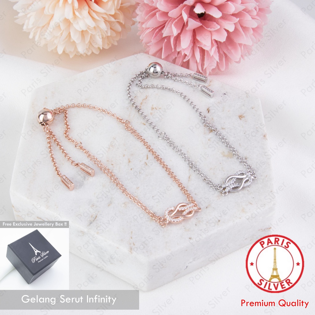 Jual Gelang Serut Infinity Perak Silver 925 Lapis Emas Putih Bracelet 8 ...