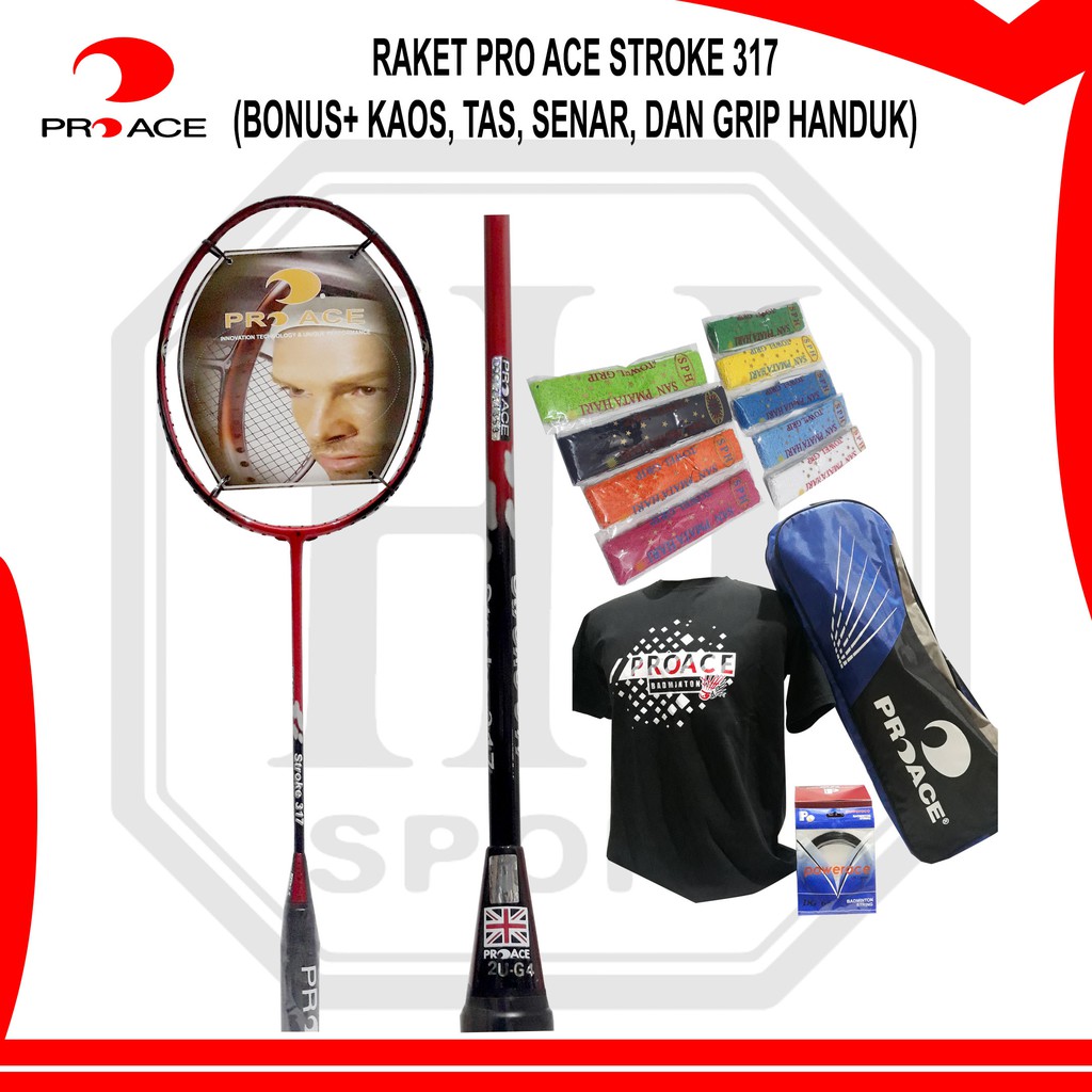 Jual Raket Original Pro Ace Stroke 317 Bonus Komplit Badminton | Shopee ...