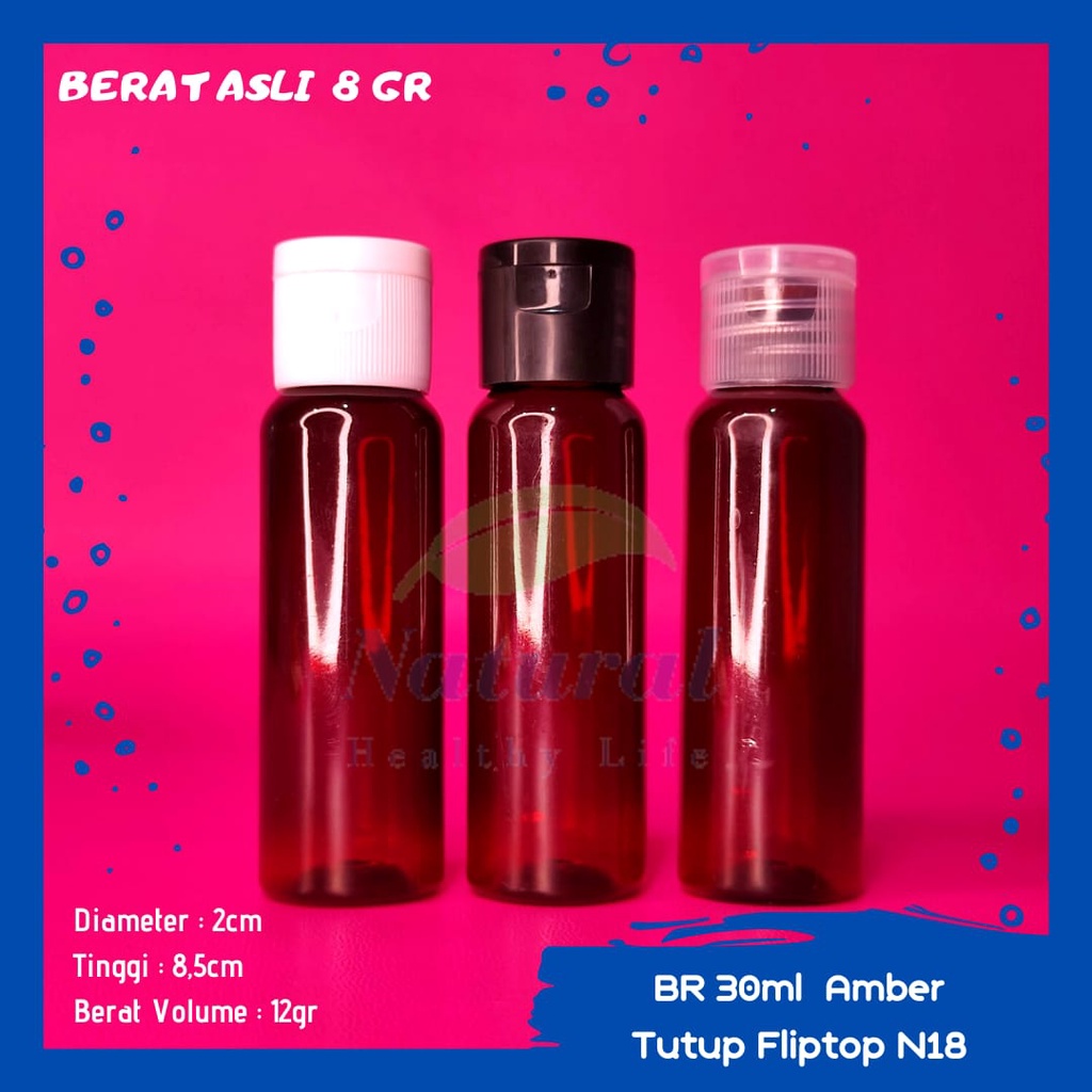 Jual Botol Fliptop 30ml Amber Cokelat Neck 18 Bahan PET | Shopee Indonesia