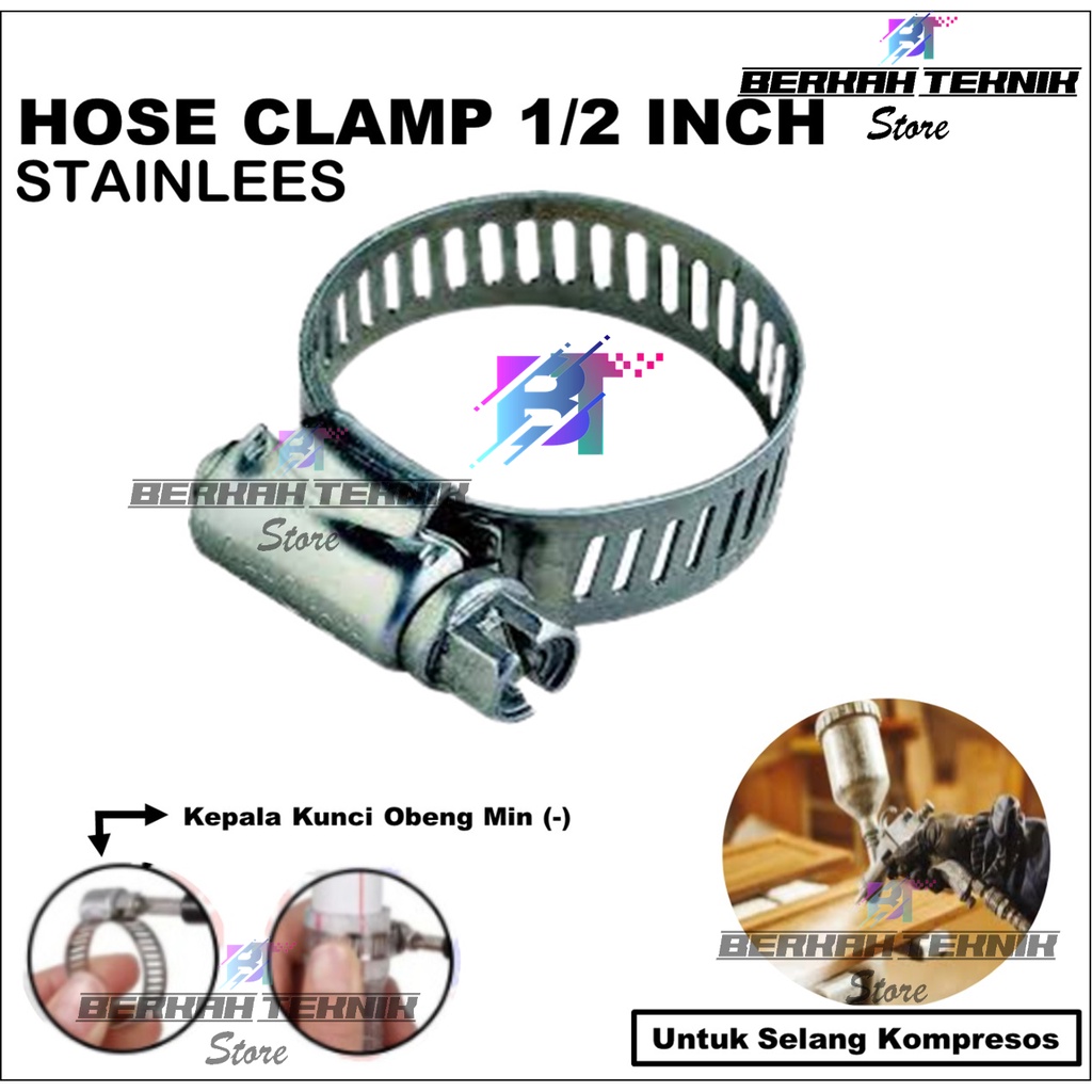 Jual Klem Selang Kompresor Hose Clamp 1/2'' Setengah Inch Stainless ...
