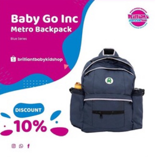 Jual tas baby go Metro backpack blue | Shopee Indonesia