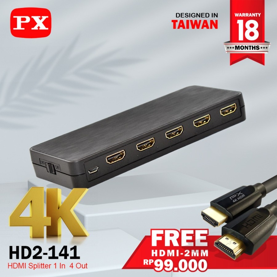 Jual HDMI Splitter 4 Port / 1 Input 4 Output 4K UHD PX HD2-141 | Shopee ...