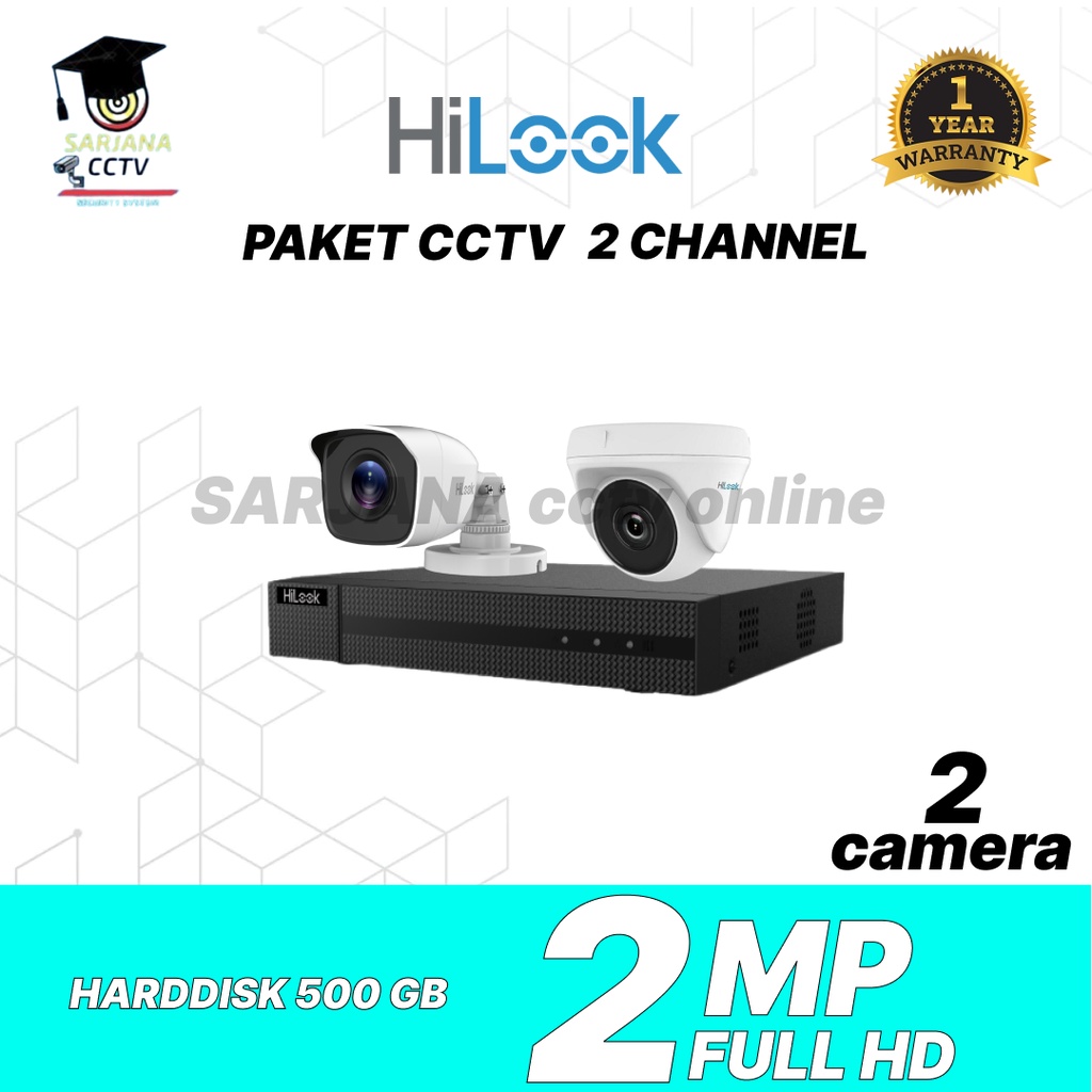 Jual PAKET CAMERA CCTV HILOOK 2 CHANNEL 2MP | Shopee Indonesia