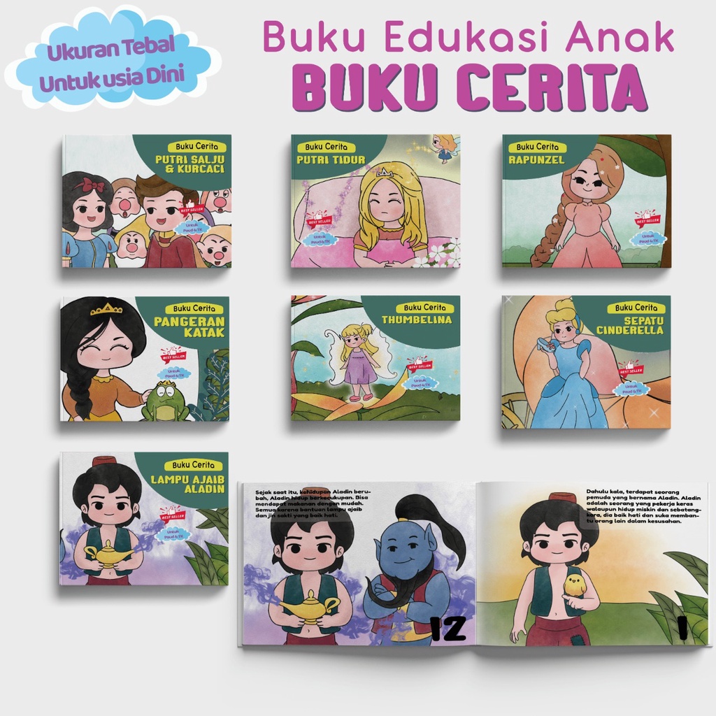 Jual BUKU CERITA ANAK BERGAMBAR FULLCOLOUR LAMPU AJAIB ALADIN PANGERAN KATAK CINDERELLA RAPUNZEL ...