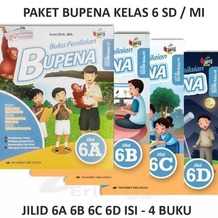 Jual buku penilaian BUPENA Kelas 6 k13 Penerbit Erlangga kelas 6A,6B,6C,6D | Shopee Indonesia