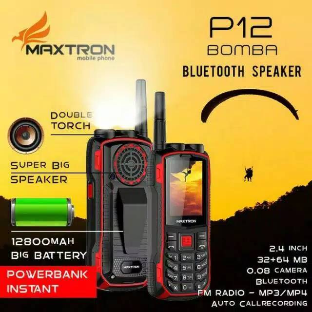 Jual HP Maxtron P12i p12 i BOMBA 12800 mAh bluetooth speaker double big ...