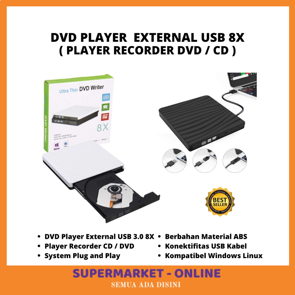Jual PROMO MURAH DVD Player External Writer Buat PC Laptop Komputer USB ...