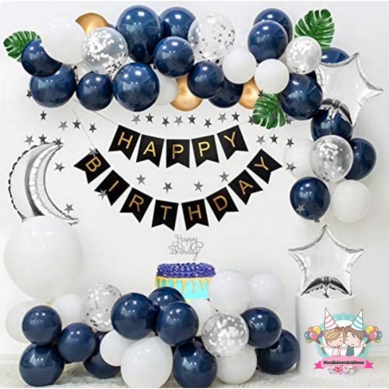 Jual WINDBLOWN BALON SET DEKORASI ULANG TAHUN CEWE COWO NAVY MIDNIGHT ...