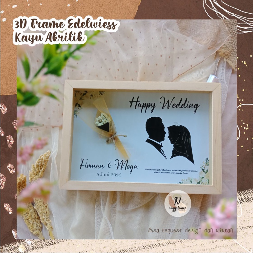 Jual 3D 20x25cm Kayu Akrilik / KADO FRAME 3D/ edelwiess in frame ...