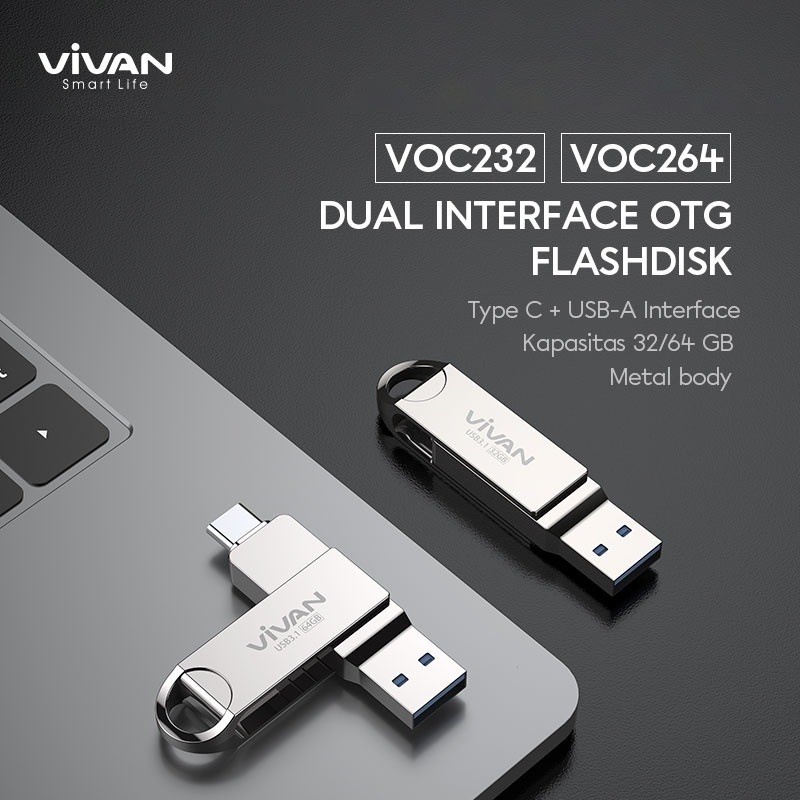 Jual VIVAN VOC264 Flashdisk OTG Type-C USB-C 3.1 64GB 32 GB Flash Disk ...