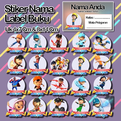 Jual Stiker Label Buku boboiboy boboi Kartun gopal ling yaya animasi ...