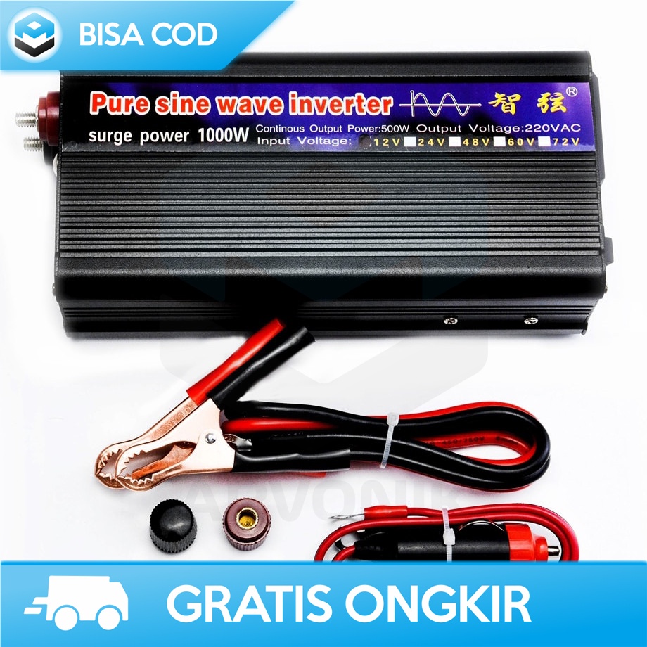 Jual CAR POWER INVERTER DC KE AC PURE SINE WAVE 1000 WATT TAFFWARE ORIGINAL | Shopee Indonesia