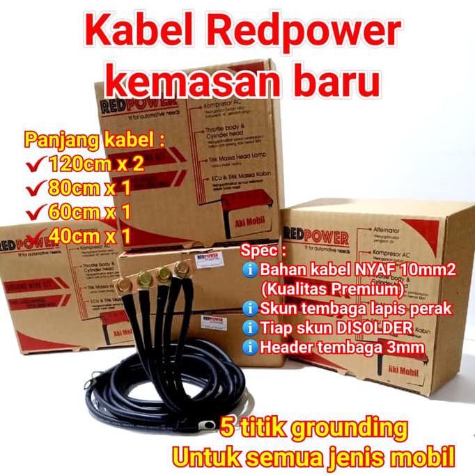 Jual Ground Wire Kit Kabel Grounding Mobil Redpower NYAF 10mm Hitam 5 ...