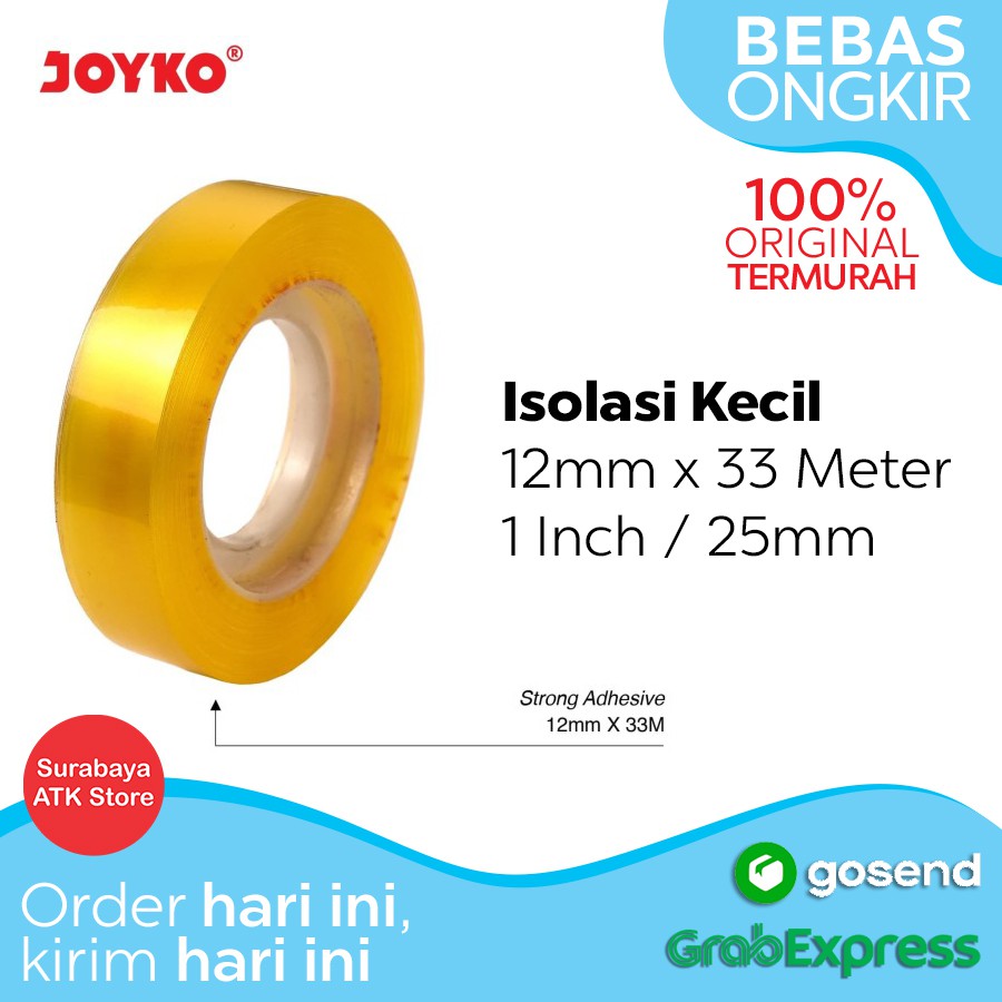 Jual Selotip Kecil Joyko 12mm x 33m Isolasi bening Lakban Stationery ...