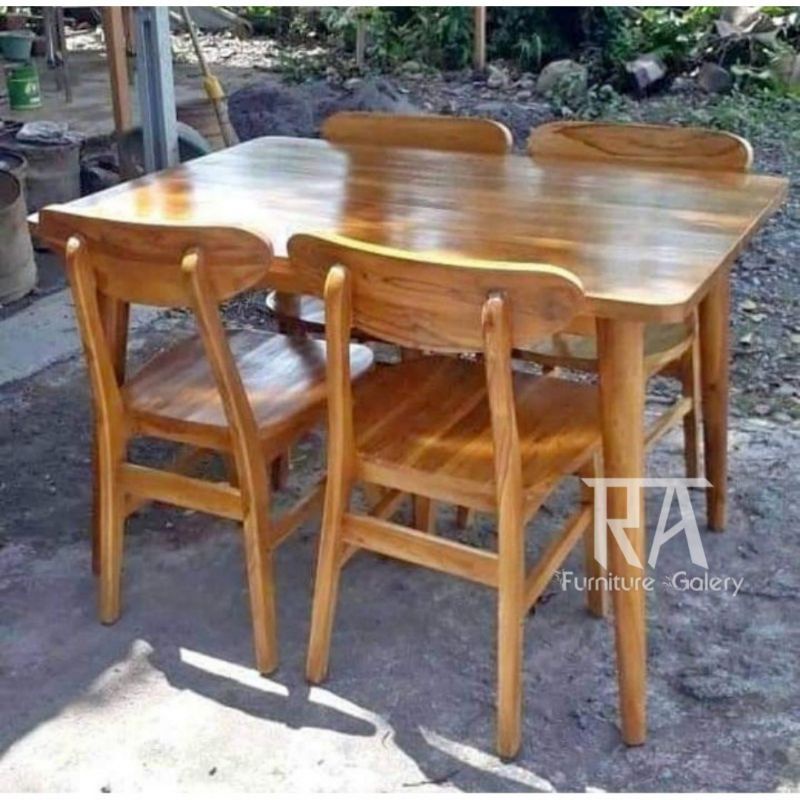 Jual MEJA MAKAN KURSI ROPAN SET MINIMALIS KAYU JATI | Shopee Indonesia