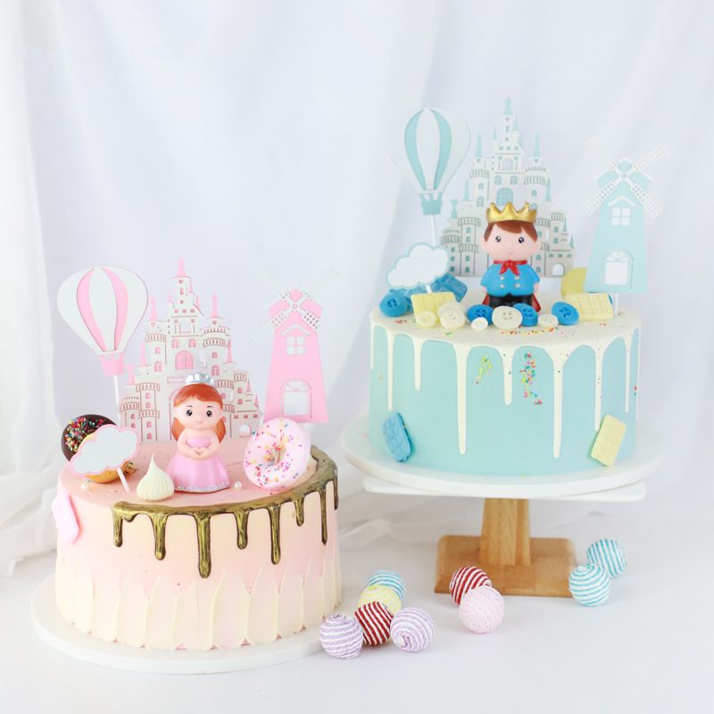 Jual CAKE TOPPER FIGURE PANGERAN PUTRI ISTANA SET PINK BIRU PRINCE ...