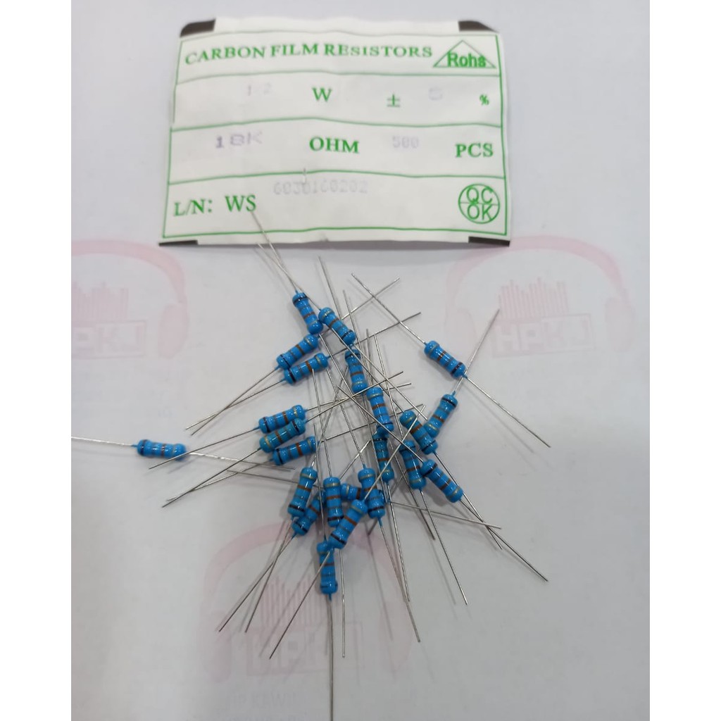 Jual (100pcs) Resistor 18K Ohm 1/2 watt R 1 / 2 w 18k ohm 18 K OHM ...