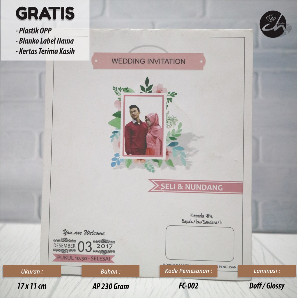 Jual Kartu Undangan Full Colors Foto/Kartu Undangan Bunga Full Colors ...