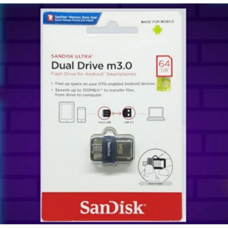 Jual Sandisk FlashDisk OTG 64GB USB 3.0 | FD Dual Drive 64 GB SDDD2 | Shopee Indonesia