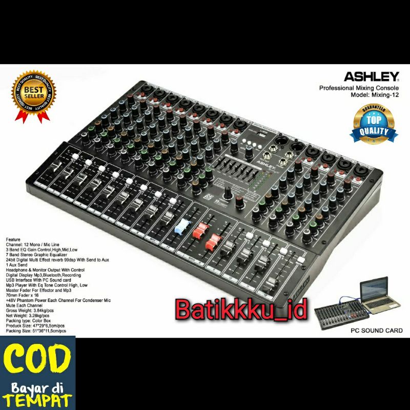 Jual MIXER ASHLEY MIXING12 MIXING 12 12CH ORIGINAL ASHLEY BLUETOOTH-USB ...