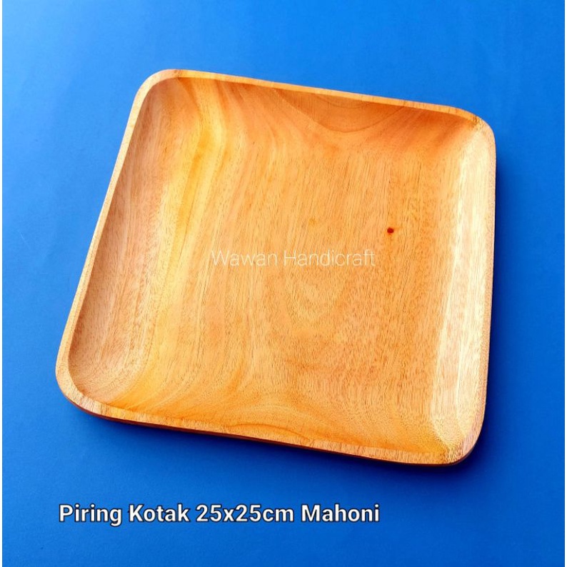 Jual piring kayu/piring makan/piring saji/piring kotak 25x25cm kayu ...