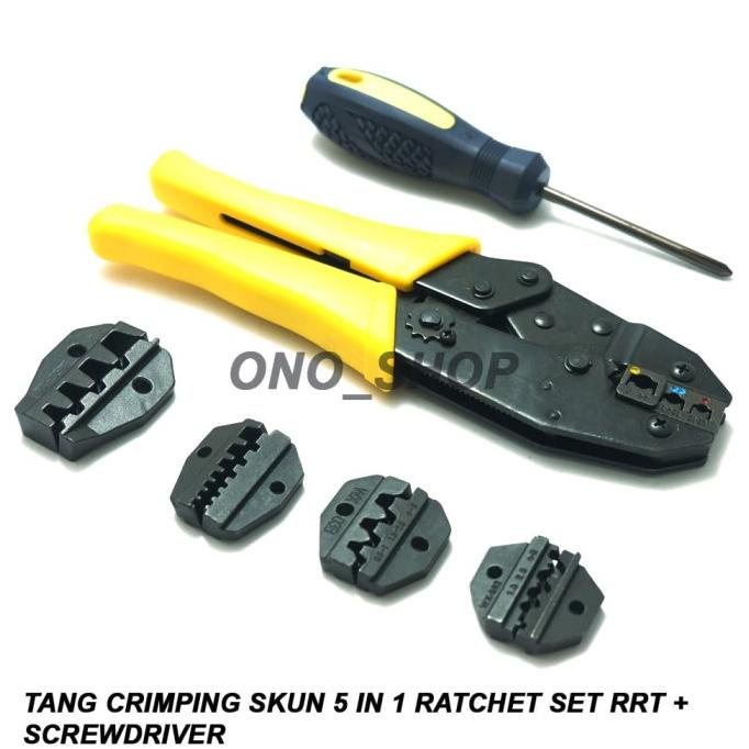Jual Tang Crimping Skun 5 in 1 Ratchet Set RRT + Screwdriver | Shopee ...