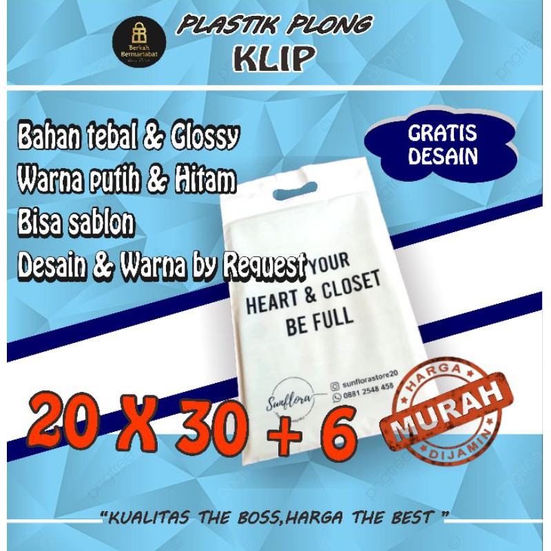 Jual Tas Plastik Plong Klip Uk 20*30+6 Dengan Sablon Custom Free Desain ...