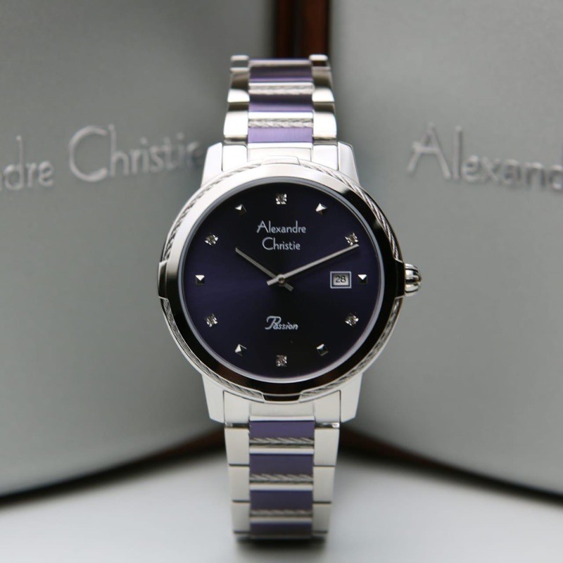 Jual Jam Tangan Wanita/Cewek Aleandre Christie AC 2846 Silver Purple ...