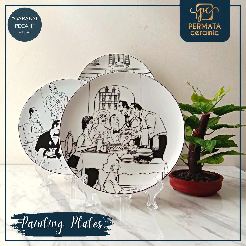 Jual Dinner Painting Plates/Piring Motif French Restaurant Lukisan ...