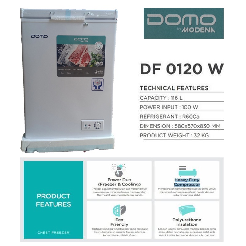 Jual Chest Freezer Domo by Modena DF-0120W | Freezer Box 116 L | Lemari Pembeku 116 L | Shopee ...