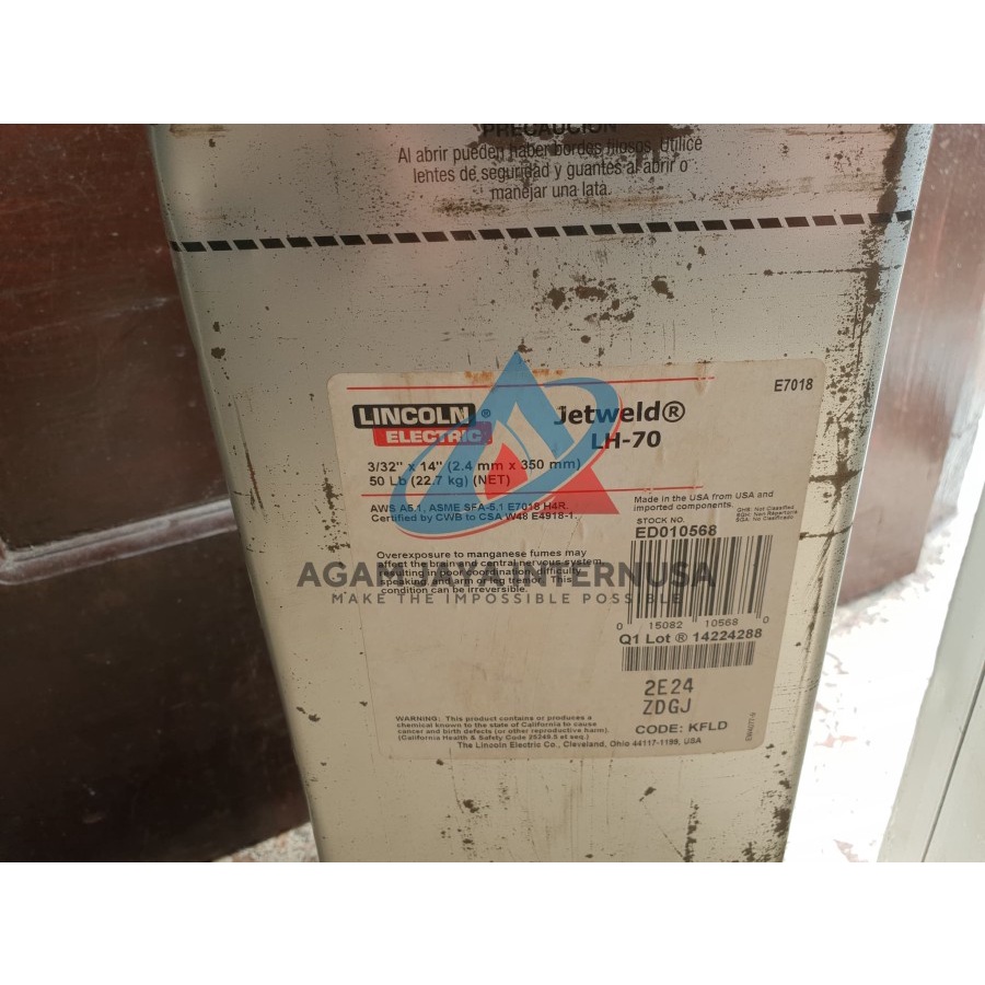 Jual WELDING ROD 2.4 MM E7018 JETWELD LINCOLN @22,68KG | Shopee Indonesia