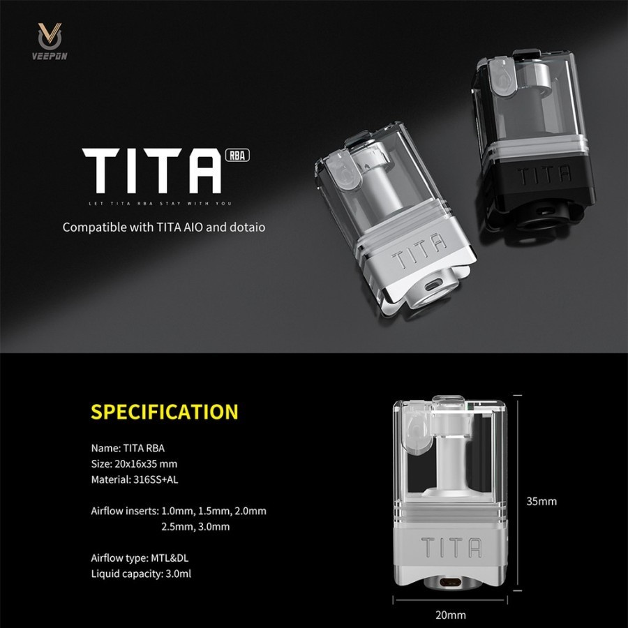 Jual TITA RBA POD KIT COMPATIBLE DOTAIO - AUTHENTIC - BLACK | Shopee ...