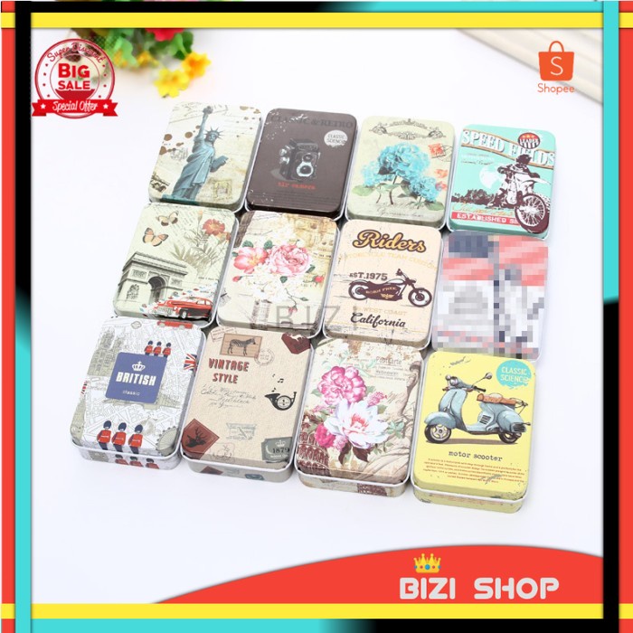 Jual Box Kaleng besi tempat Perhiasan aksesoris Gadget Vintage Tin Can ...