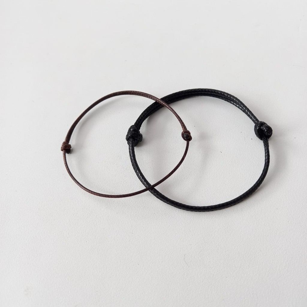 Jual Zafa Gelang Tali Pria Wanita Hitam Cokelat Simple Elegant Keren ...