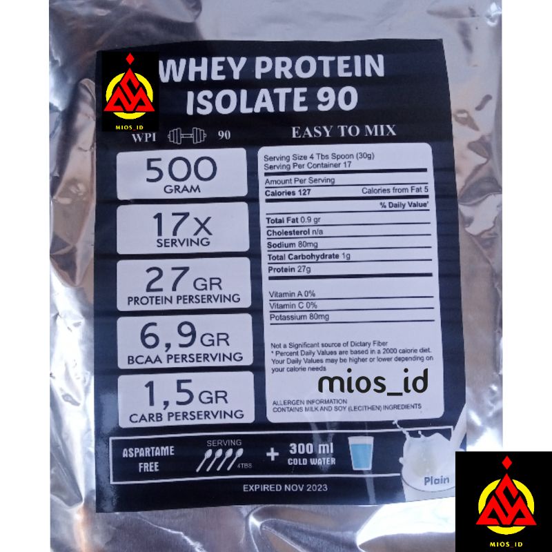 Jual Susu Protein 500gr Whey Protein Isolate wpi90 Susu Diet OCD DEBM ...