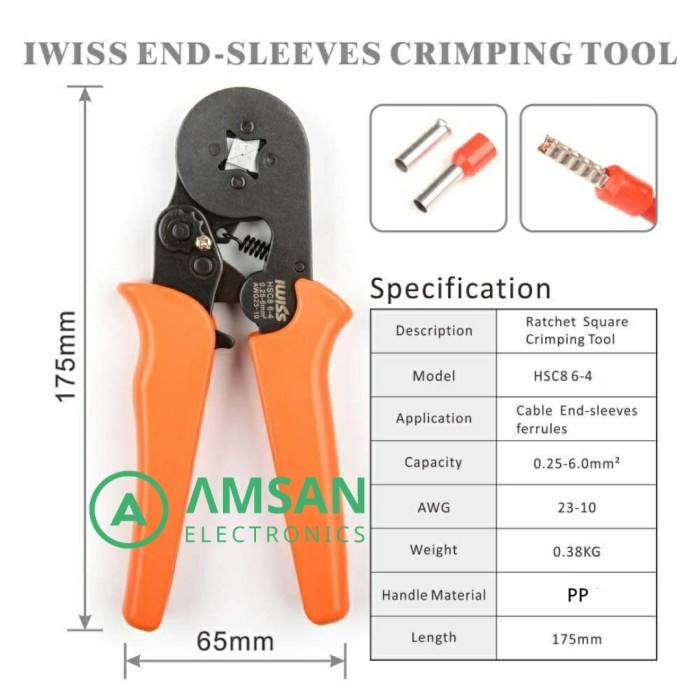 Jual IWISS HSC8 6-6-4 Tang Crimping Ferrules Terminal Skun Ferruless | Shopee Indonesia