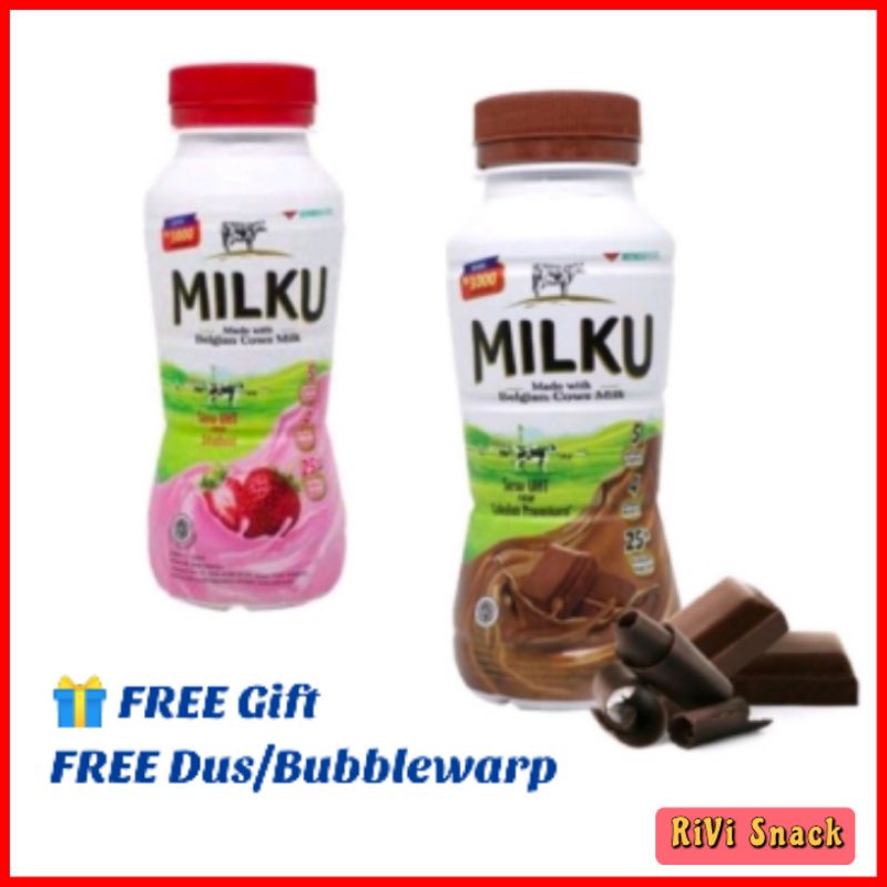 Jual MILKU BOTOL SUSU UHT STRAWBERRY COKLAT / HAMPERS ULANG TAHUN ...