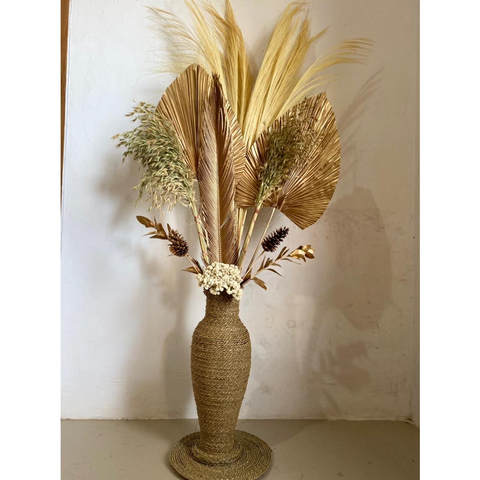 Jual Paket Rustic untuk Meja/Daun Palem Kering/Dried Palm/Bunga Kering ...