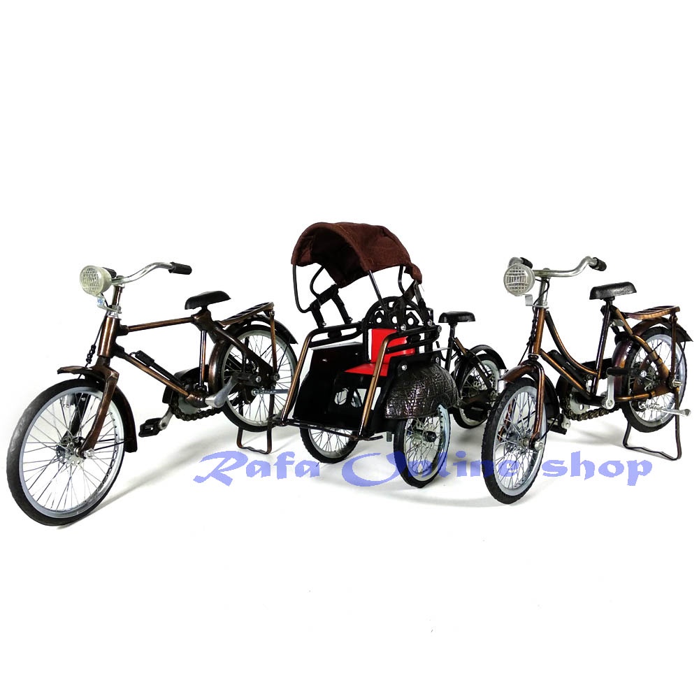 Jual Paket - Miniatur Becak Besi Miniatur Sepeda Onthel Laki ...