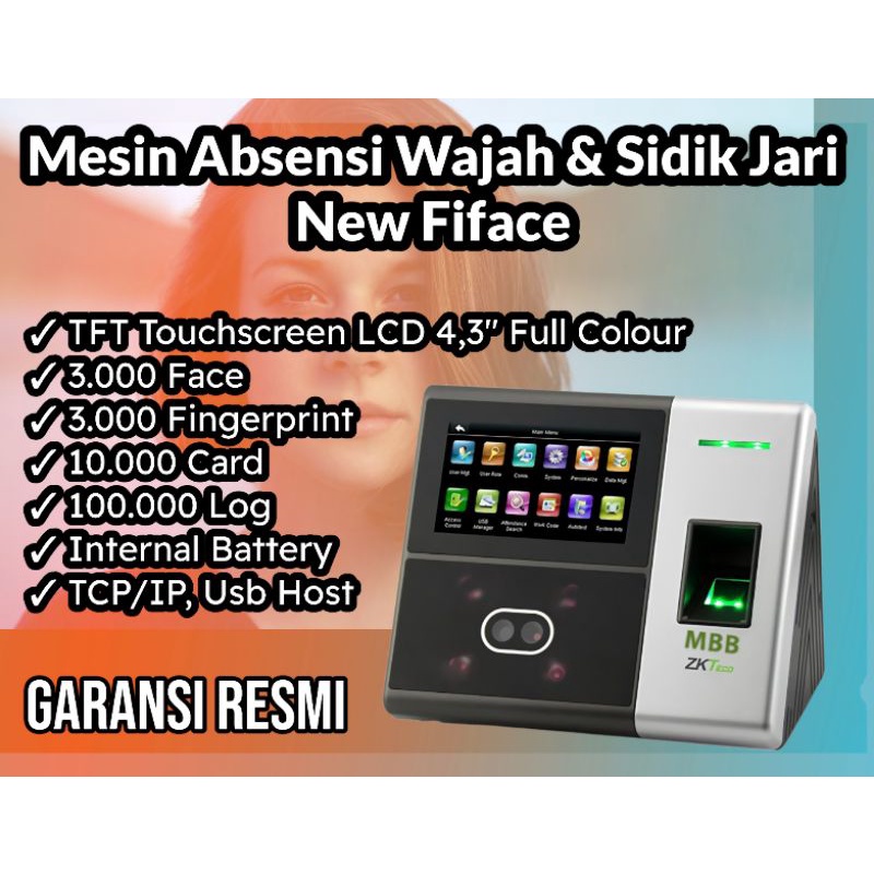 Jual ORIGINAL 100% GARANSI RESMI Mesin Absensi Wajah & Sidik Jari New ...