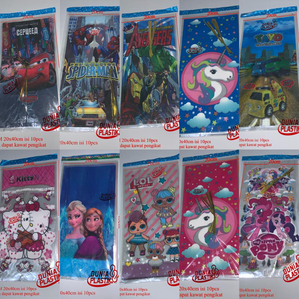 Jual isi10pcs OPP ULTAH M 20x40cm plastik karakter bungkus isi snack ...