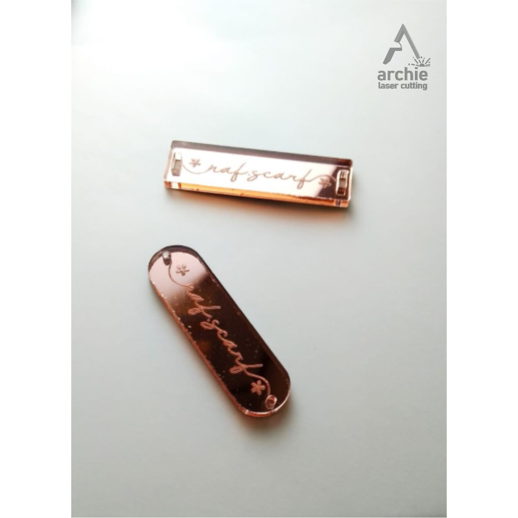 Jual Label Produk Akrilik Mirror ROSEGOLD / Label Jilbab Rebranding ...