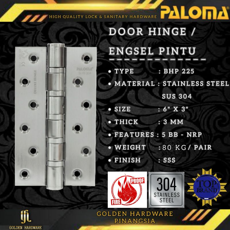 Jual ENGSEL PINTU PALOMA ENGSEL JENDELA ENGSEL STAINLESS STEEL BHP 225 ...