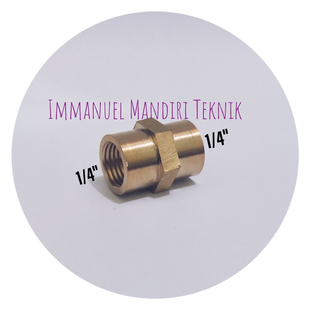 Jual Socket Drat Dalam 1/4 x 1/4 Kuningan / Double Sok / Double Sock ...