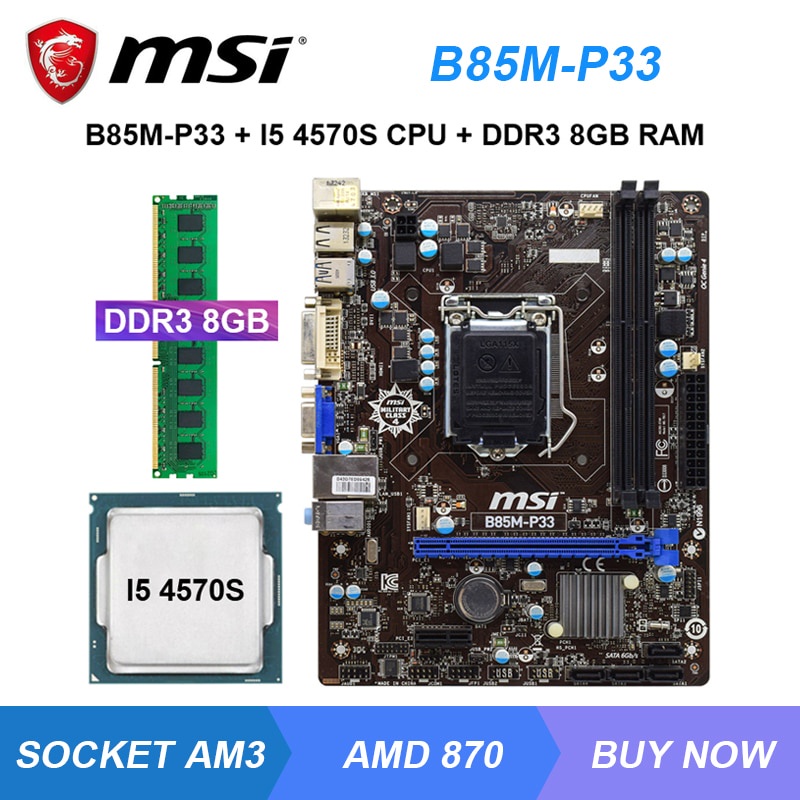 Jual PREORDER MSI B85M-P33 Motherboard 1150 Motherboard Set With I5 ...