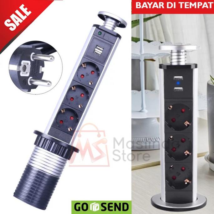 Jual Colokan Listrik Tanam Meja Stop Kontak Cabang 3 Soket Eu 2 Port ...