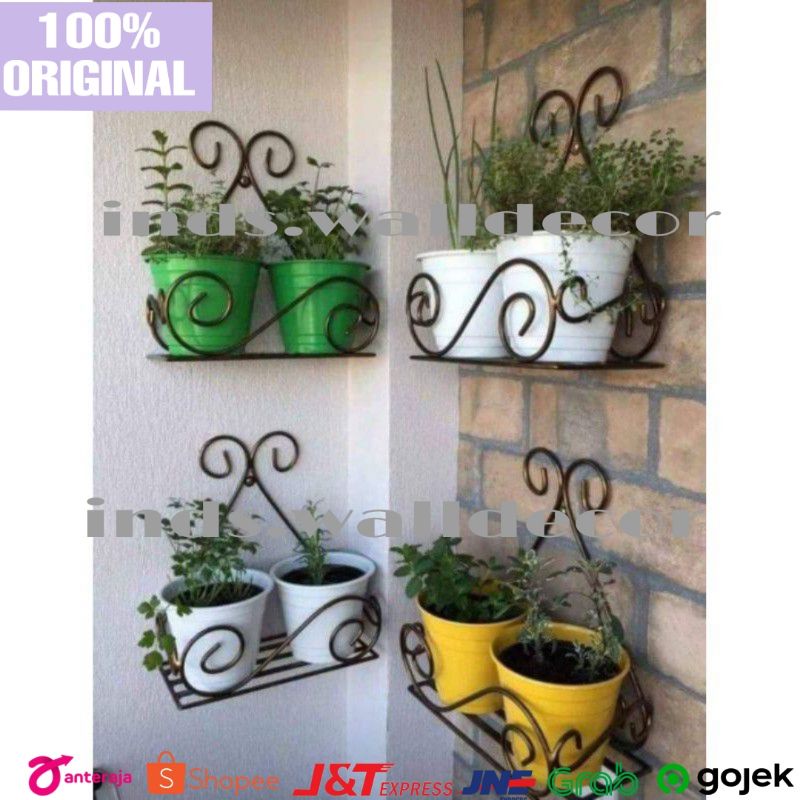 Jual [Tempel S kotak] - Rak Pot Bunga Tempel Dinding Besi Model Persegi ...