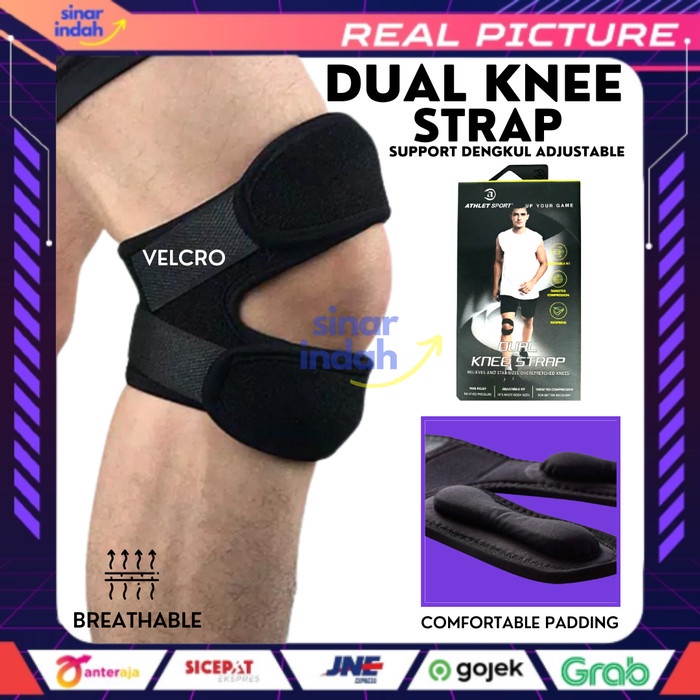Jual Dual Knee Strap Athlet Sport Original Knee Support Adjustable ...
